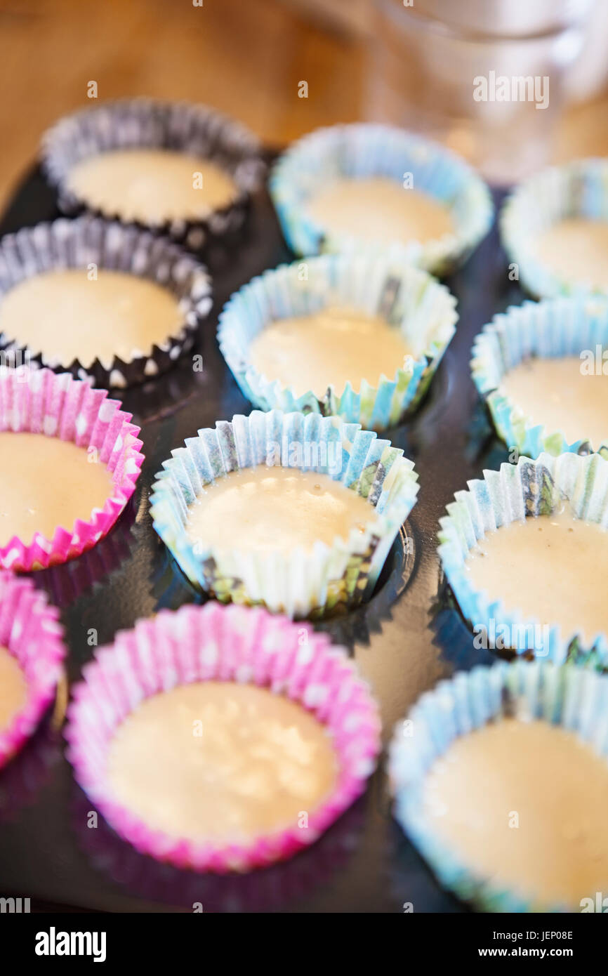 Cupcakes ready to bake Stock Photo - Alamy