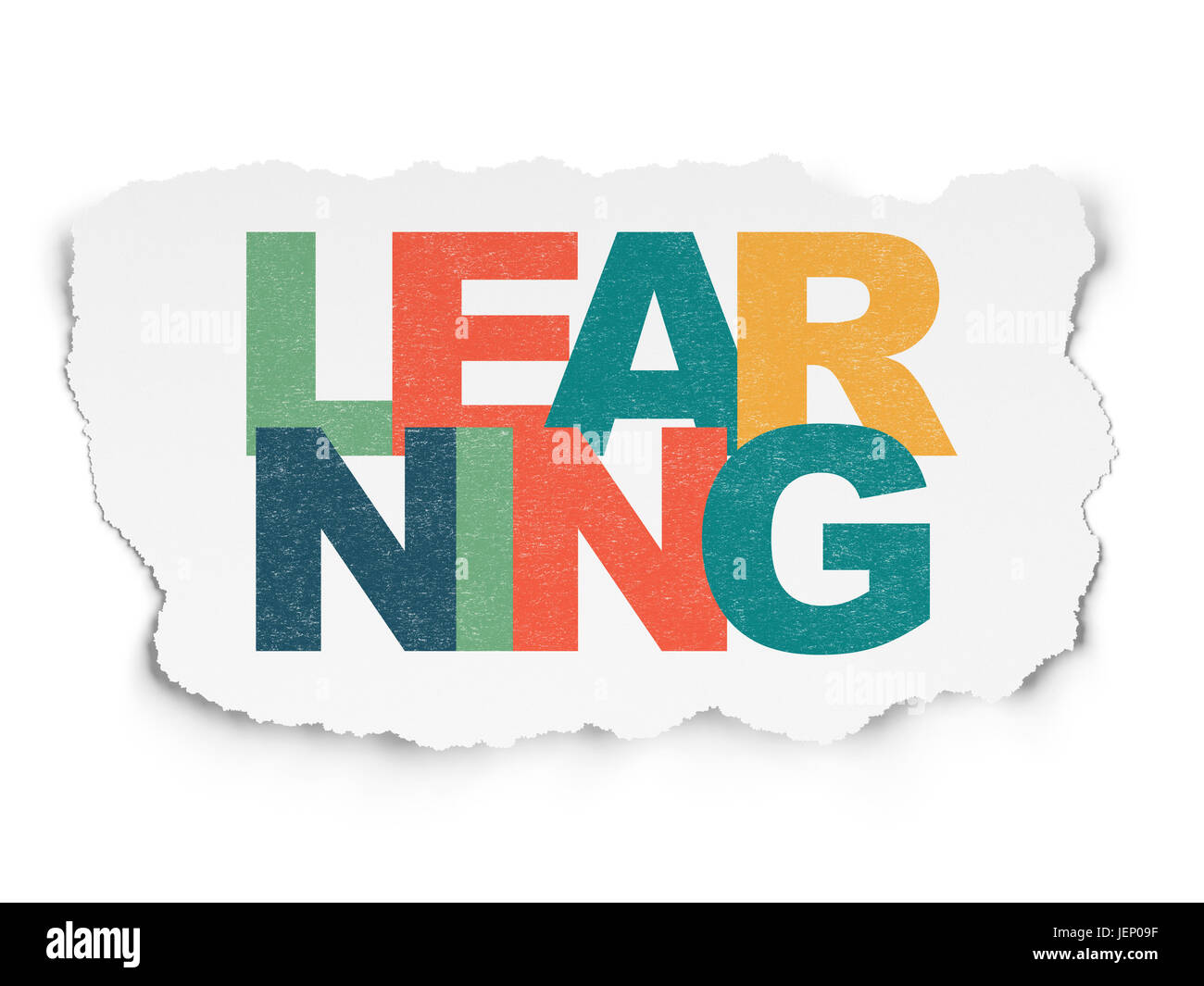 Education concept: Learning on Torn Paper background Stock Photo - Alamy