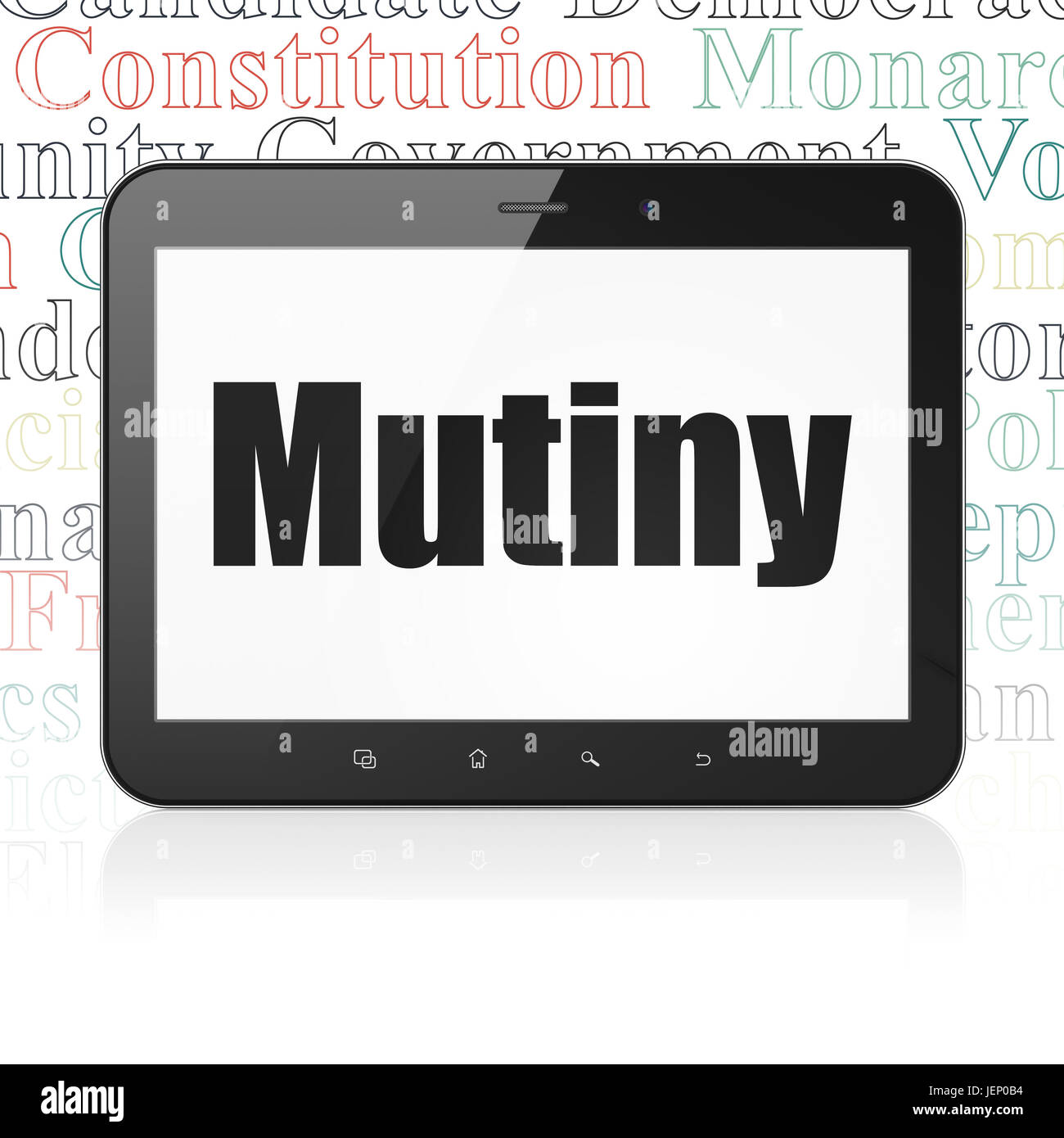Political concept: Tablet Computer with Mutiny on display Stock Photo ...