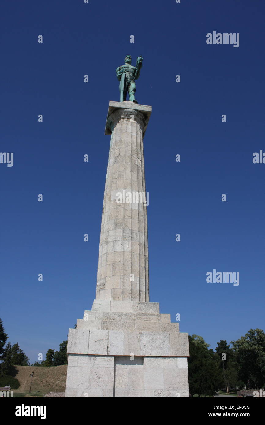 Monument sculpture of the Belgrade Victor made of bronze, located in ...