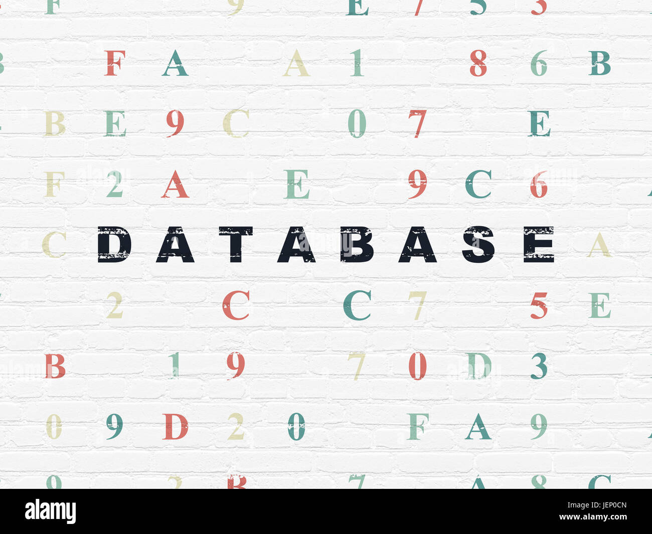 Programming concept: Database on wall background Stock Photo - Alamy