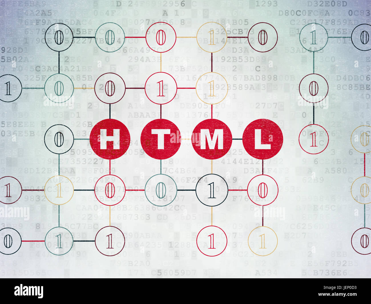 Database concept: Html on Digital Data Paper background Stock Photo - Alamy