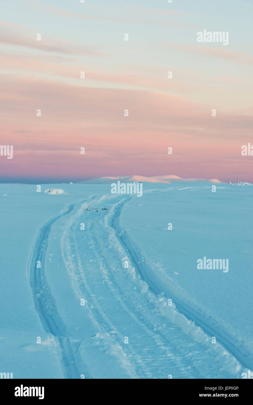 Winter landscape at dusk Stock Photo - Alamy