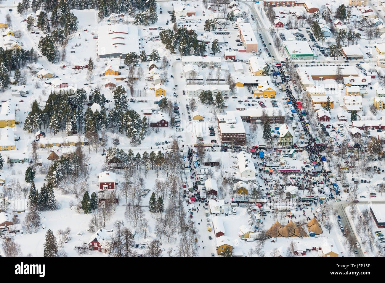 Houses at winter, aerial view Stock Photo - Alamy