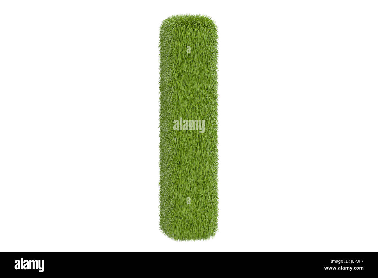 Green letter I from grass, 3D rendering isolated on white background ...