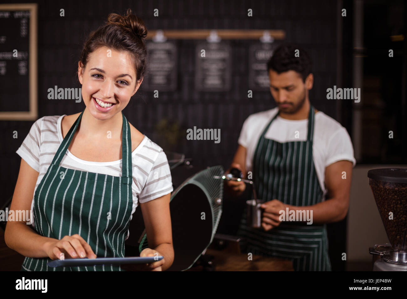 Male female barista using hi-res stock photography and images - Alamy