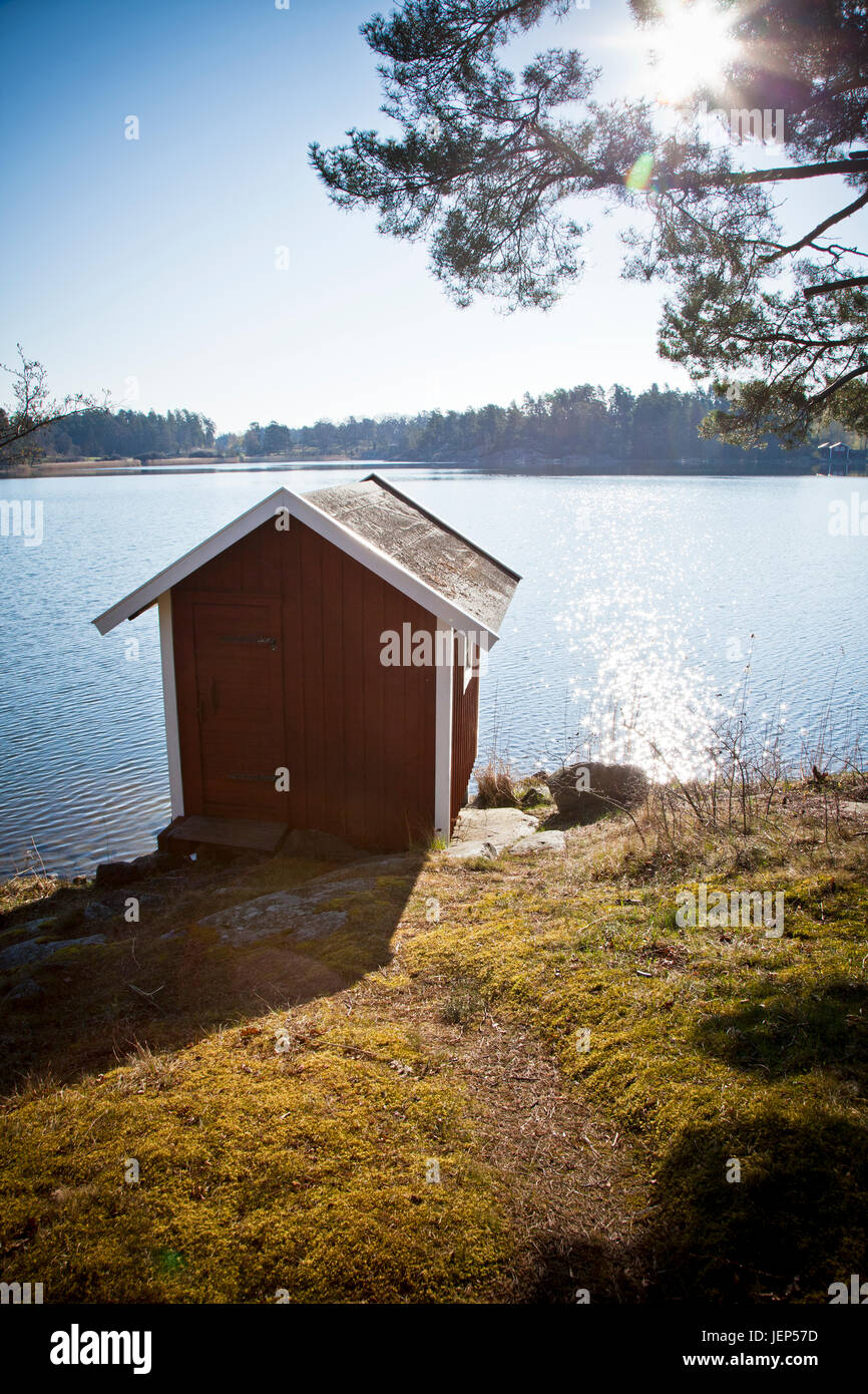 Shed at water Stock Photo - Alamy