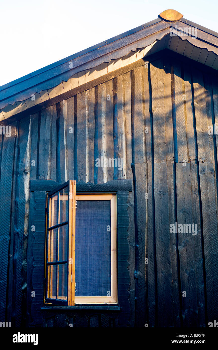 Open window in wooden house Stock Photo - Alamy
