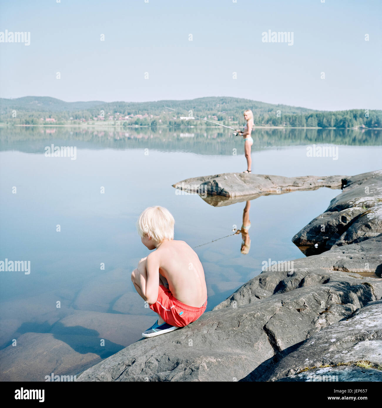 Children at water Stock Photo - Alamy