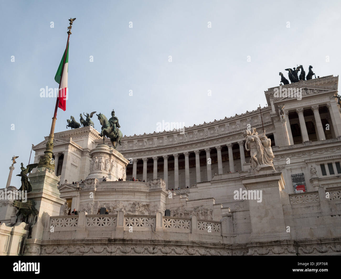 Altare della Patria with Italian flag, Rome Stock Photo - Alamy