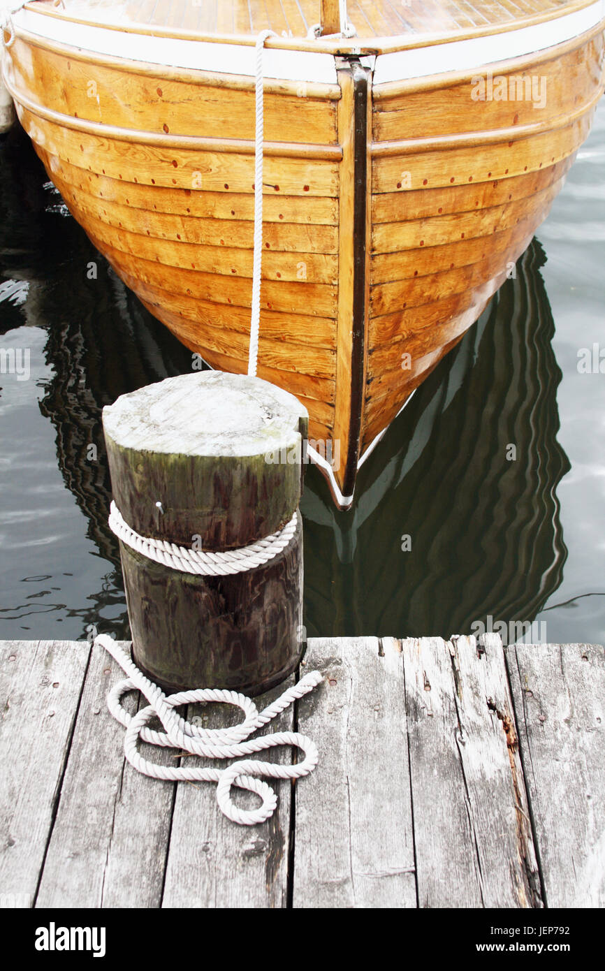 Moored wooden boat Stock Photo - Alamy