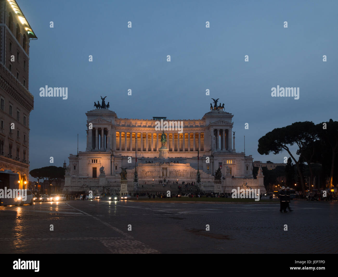 Piazza Venezia at night, Rome Stock Photo - Alamy