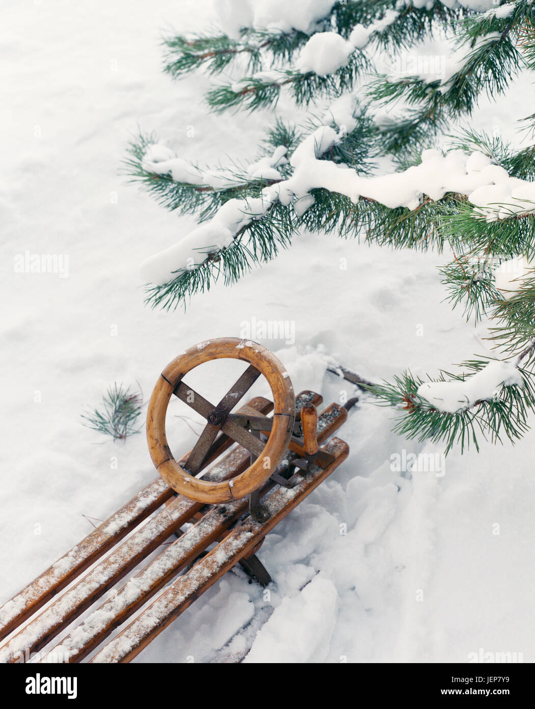 Old wooden tree sled hi-res stock photography and images - Alamy