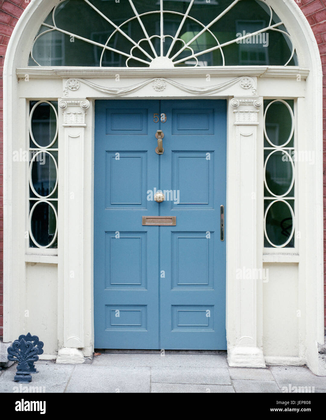 Blue entrance door Stock Photo - Alamy