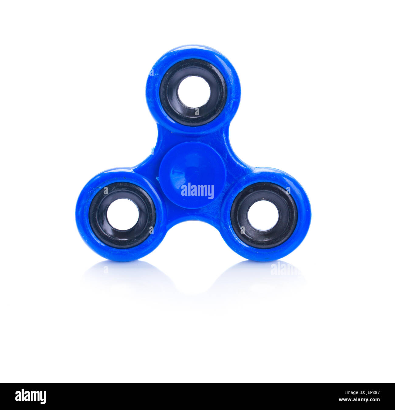blue fidget spinner isolated on white background, popular relaxing toy ...