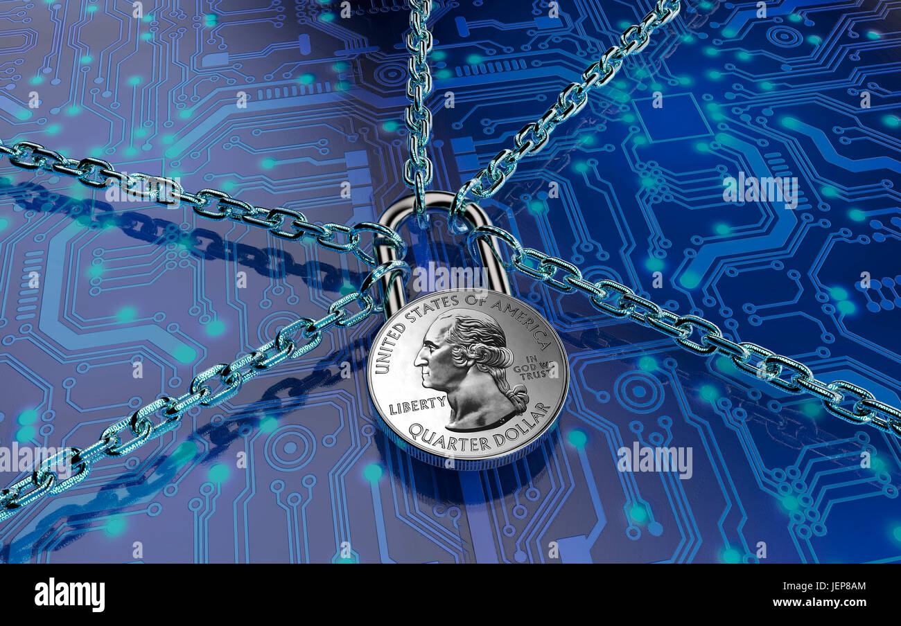 malware or ransomware attack concept padlock with money, clipping path ...