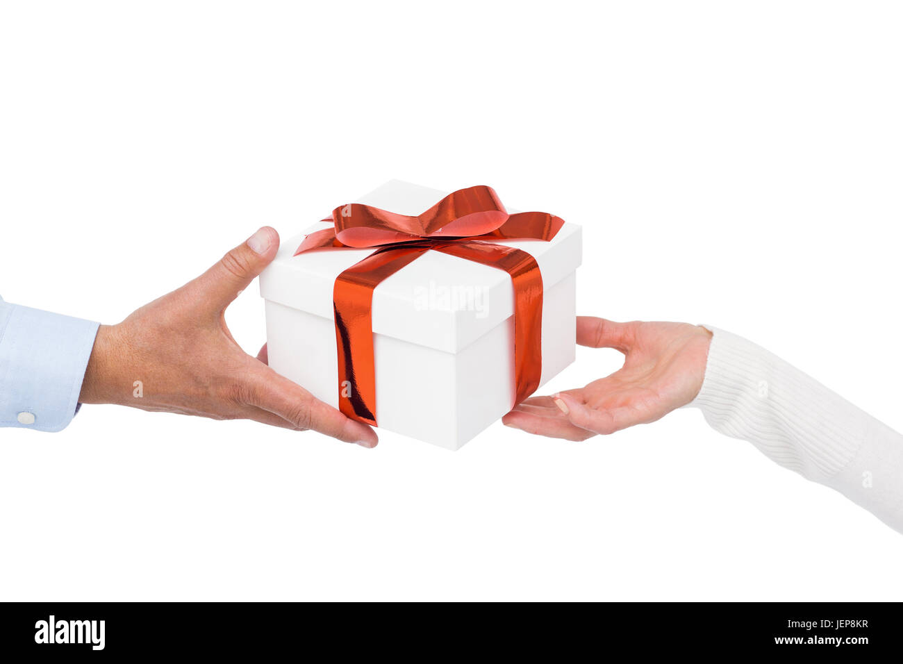 Cute couple holding box Stock Photo - Alamy