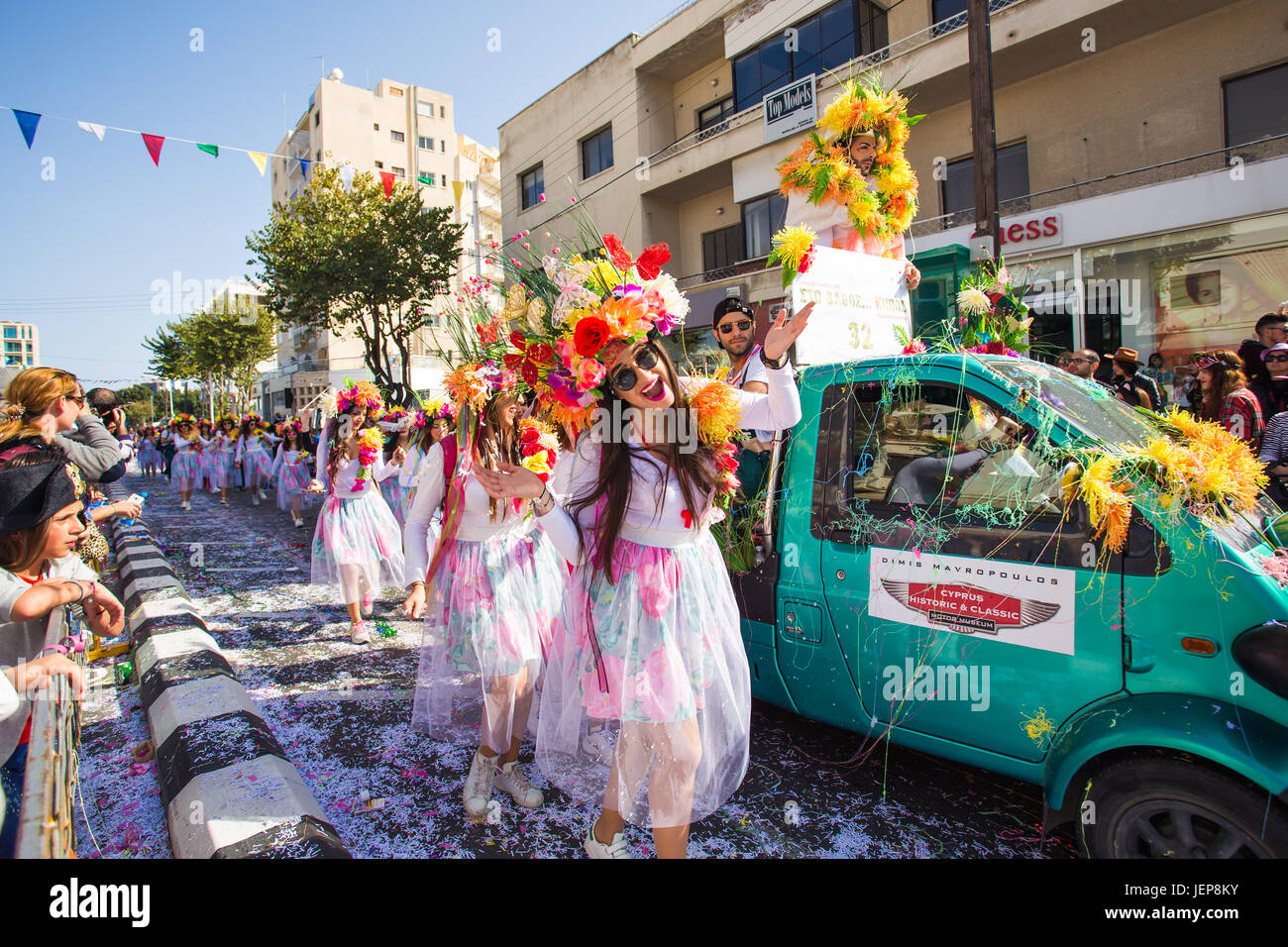 LIMASSOL, CYPRUS - FEBRUARY 26: Carnival participants on Cyprus ...