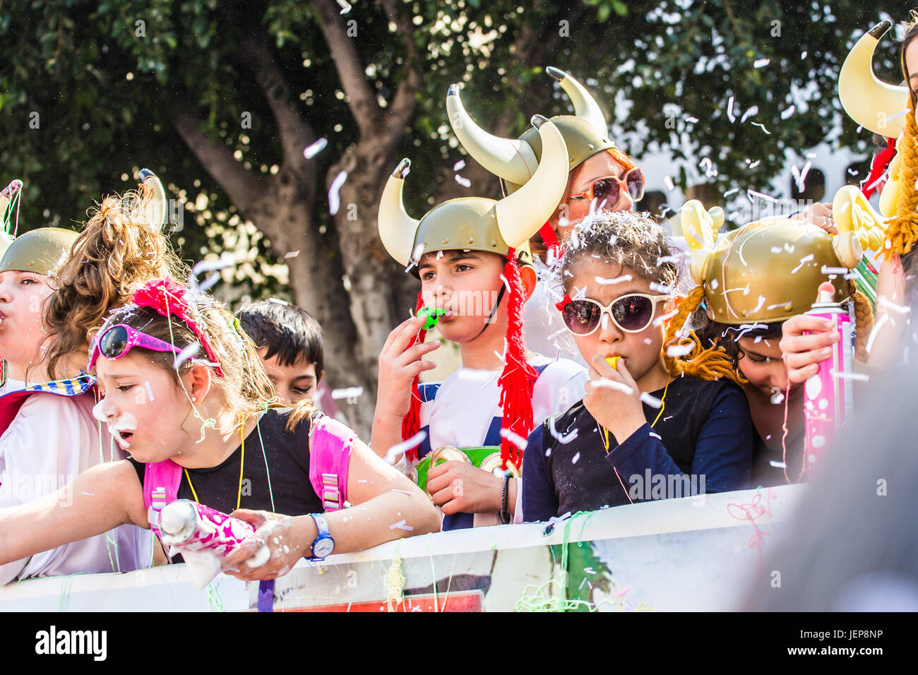 LIMASSOL, CYPRUS - FEBRUARY 26: Children Carnival takes part in ...