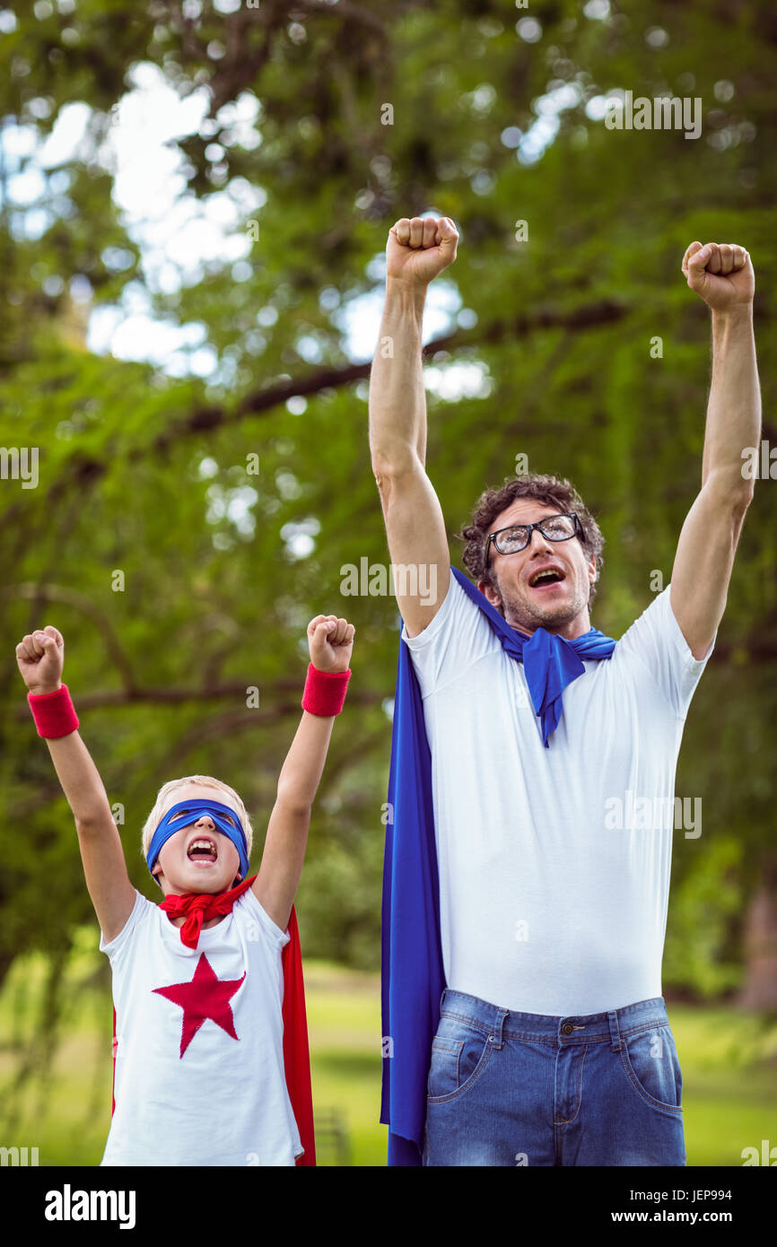 Father and son dressed as superman Stock Photo - Alamy