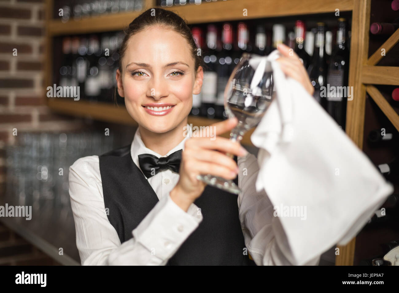 Waiter cleaning the glass hi-res stock photography and images - Alamy