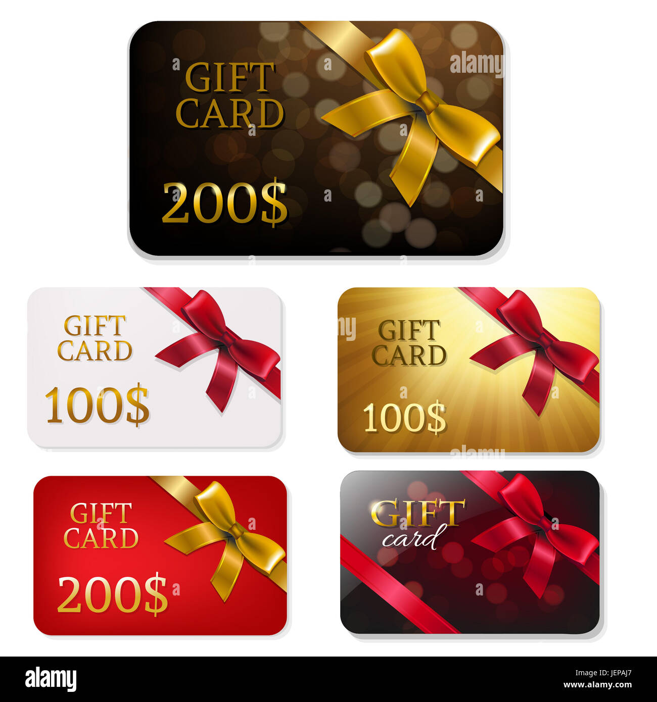 Gift Card With Bows Big Set Stock Photo - Alamy