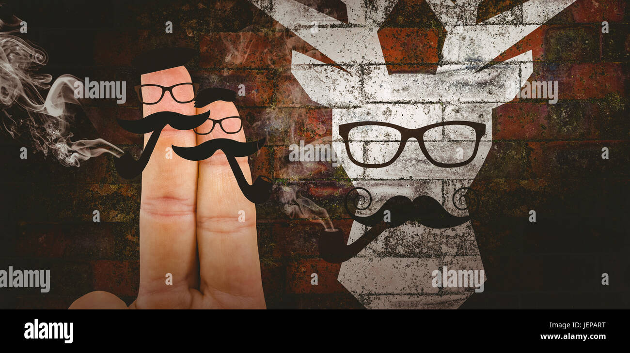 Composite image of fingers with mustache Stock Photo - Alamy