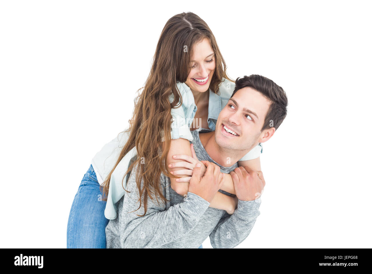 Woman young arms around embracing hi-res stock photography and images ...