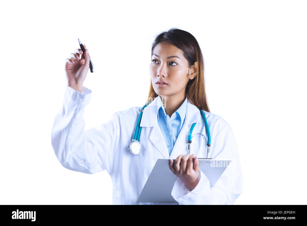 Thoughtful female asian doctor hi-res stock photography and images - Alamy