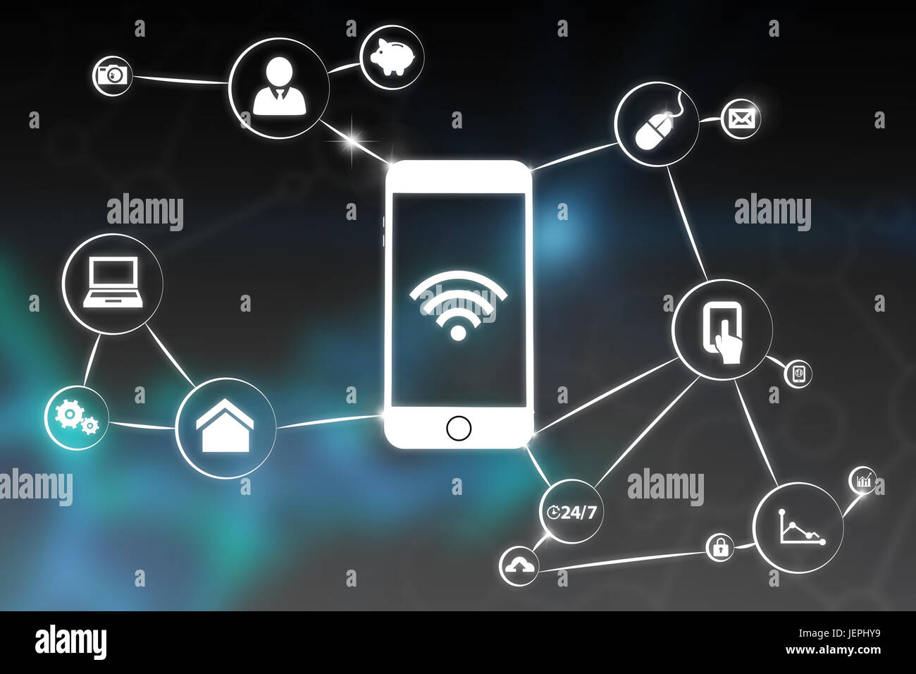 Digital composite cloud icons hi-res stock photography and images - Alamy