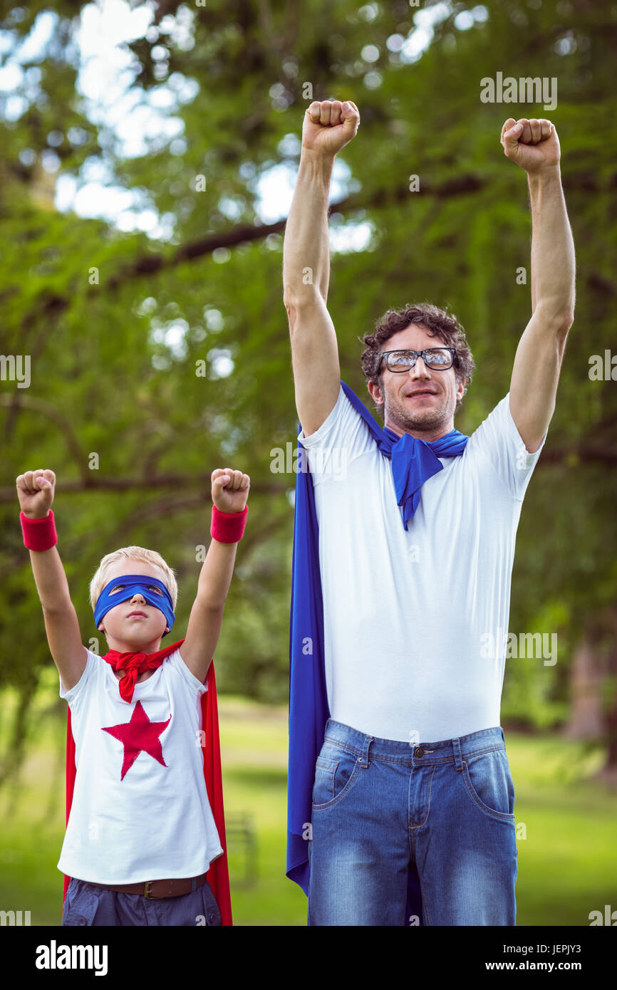 Father and son dressed as superman Stock Photo - Alamy