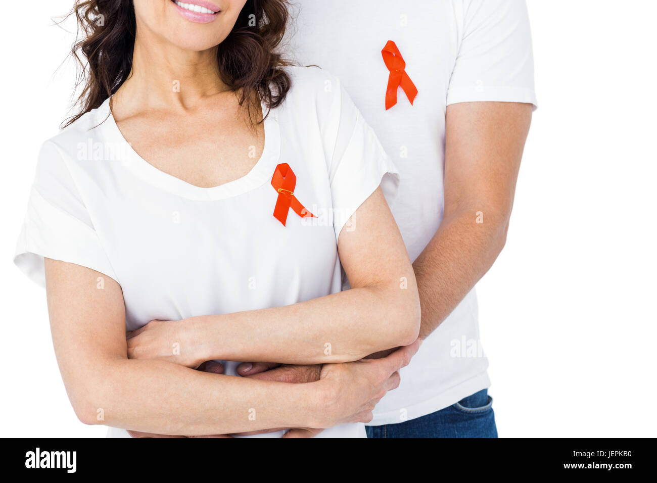 Couple supporting aids awareness together Stock Photo - Alamy