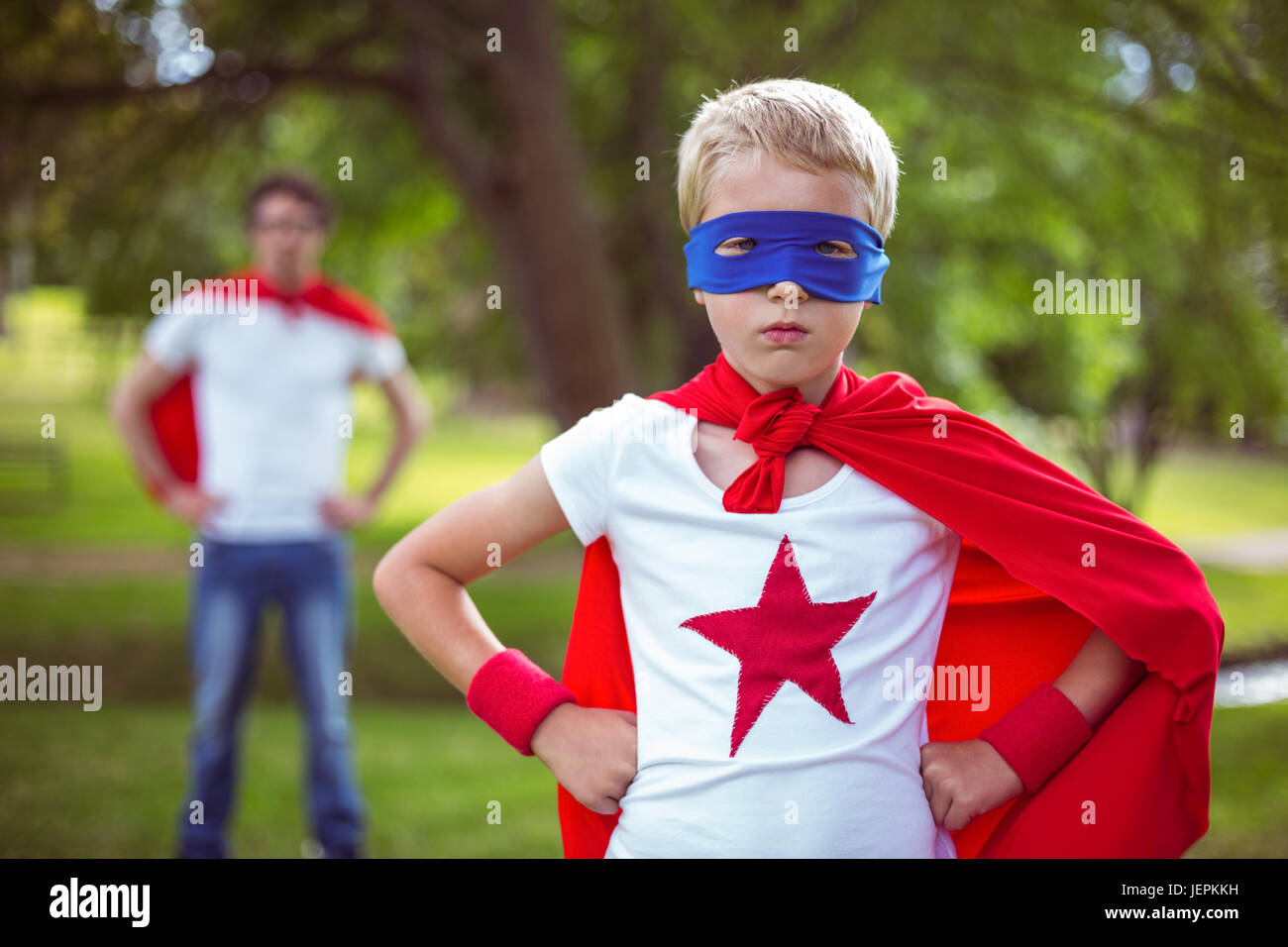 Father and son dressed as superman Stock Photo - Alamy