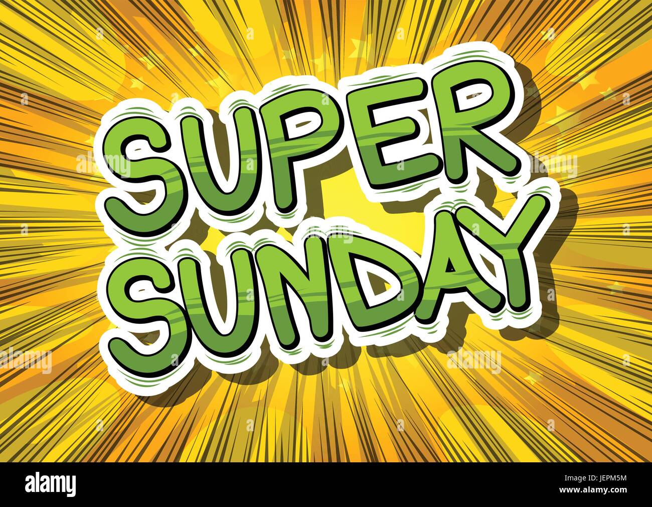 Super Sunday - Comic book style word on abstract background Stock ...