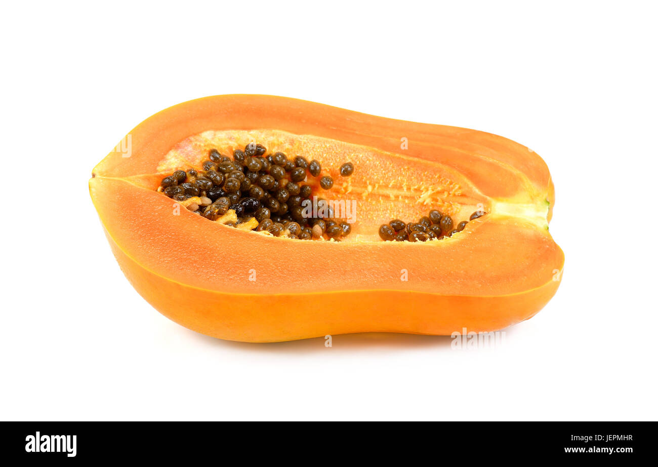 Papaya sliced isolated on white background, ripe papaya fruit Stock ...