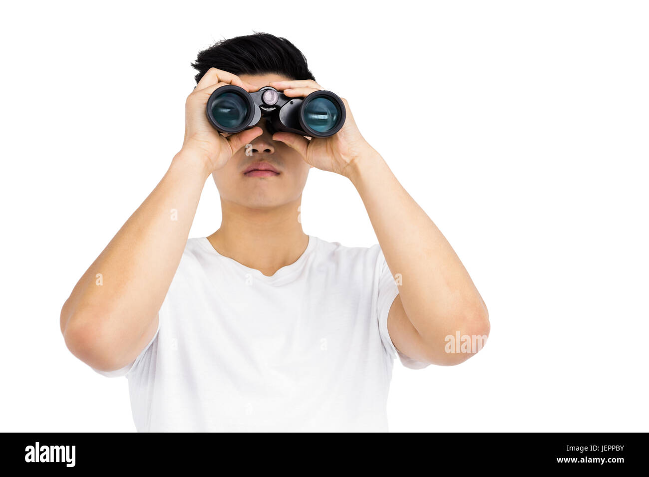 Young man looking out through Cut Out Stock Images & Pictures - Alamy