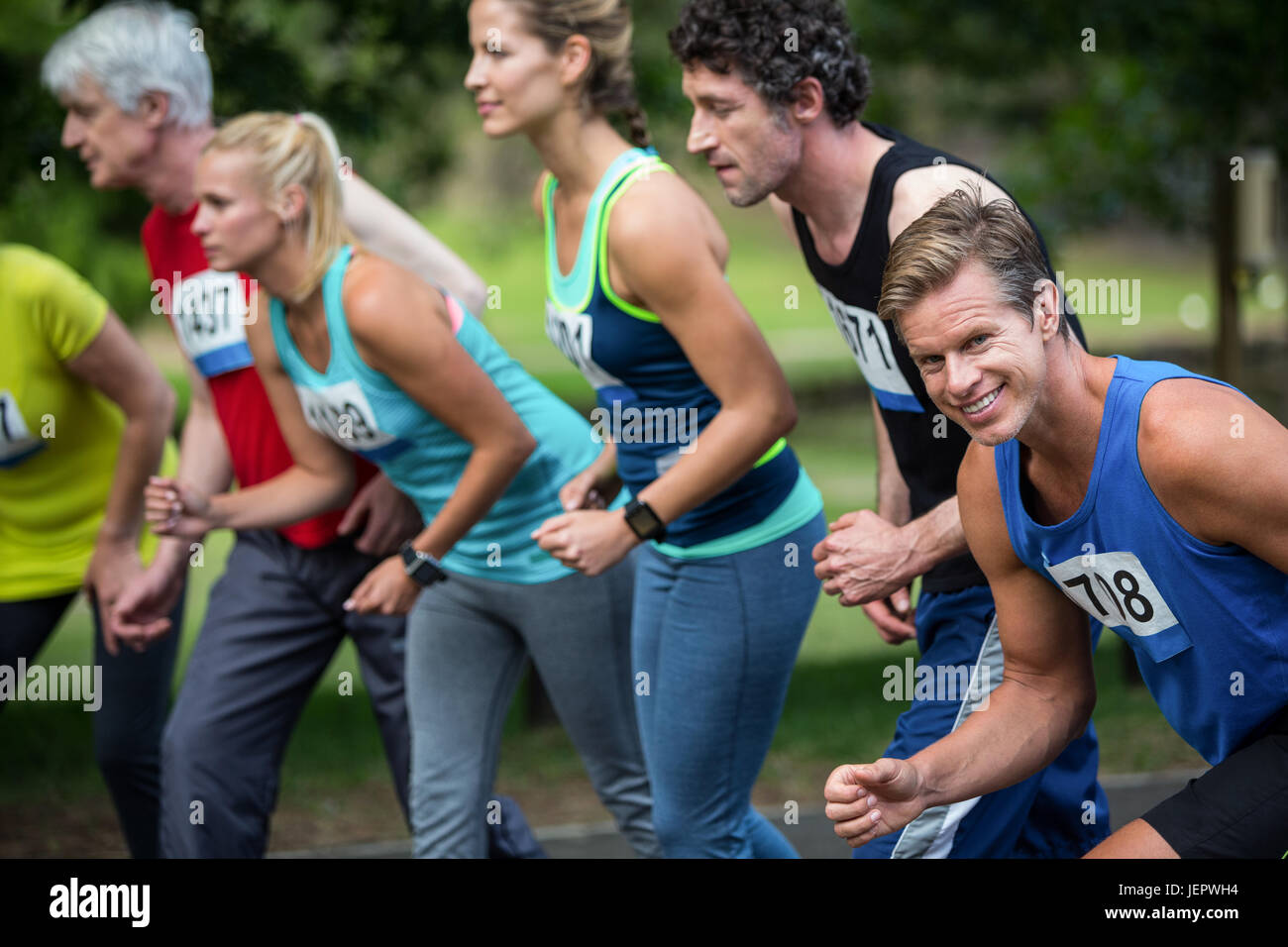 Marathon athletes on the starting line Stock Photo - Alamy