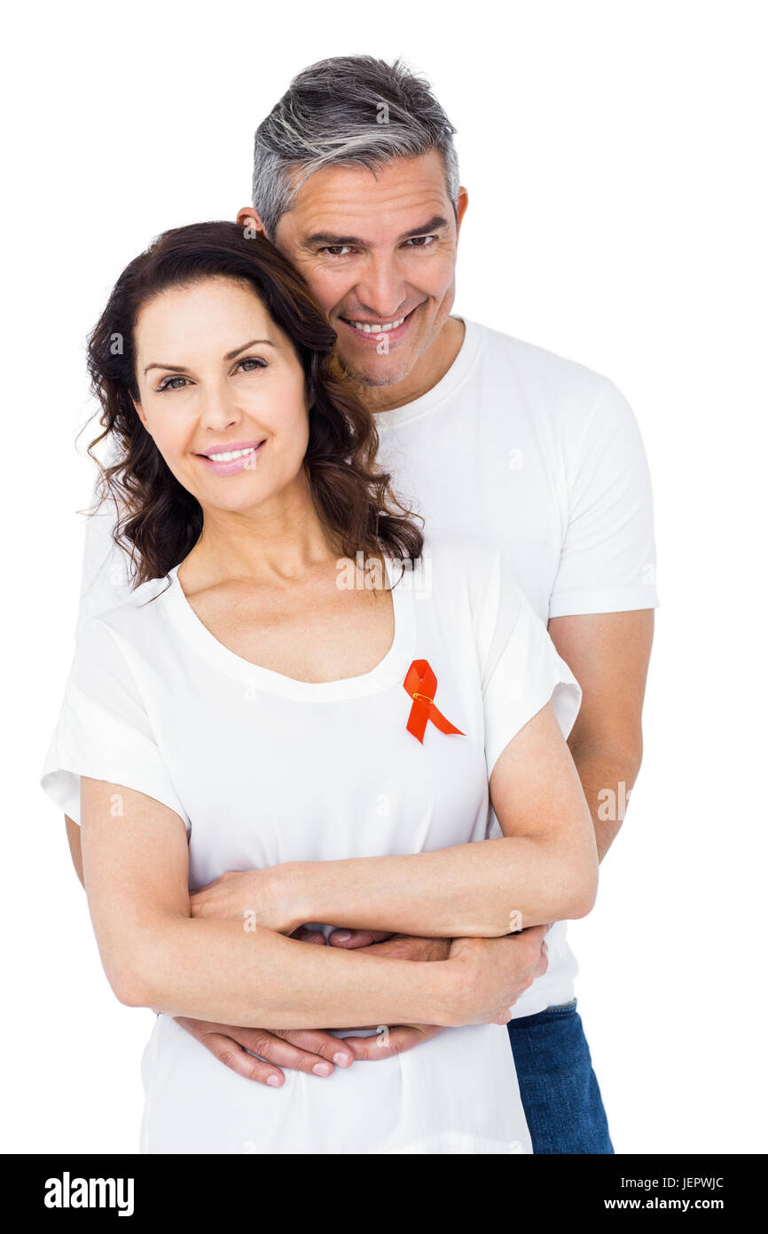 Couple supporting aids awareness together Stock Photo - Alamy