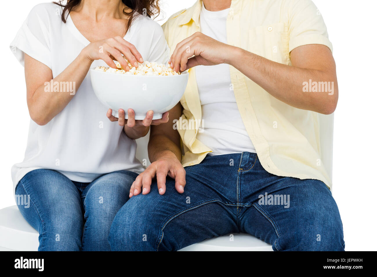 Beautiful woman eating popcorn hi-res stock photography and images - Alamy
