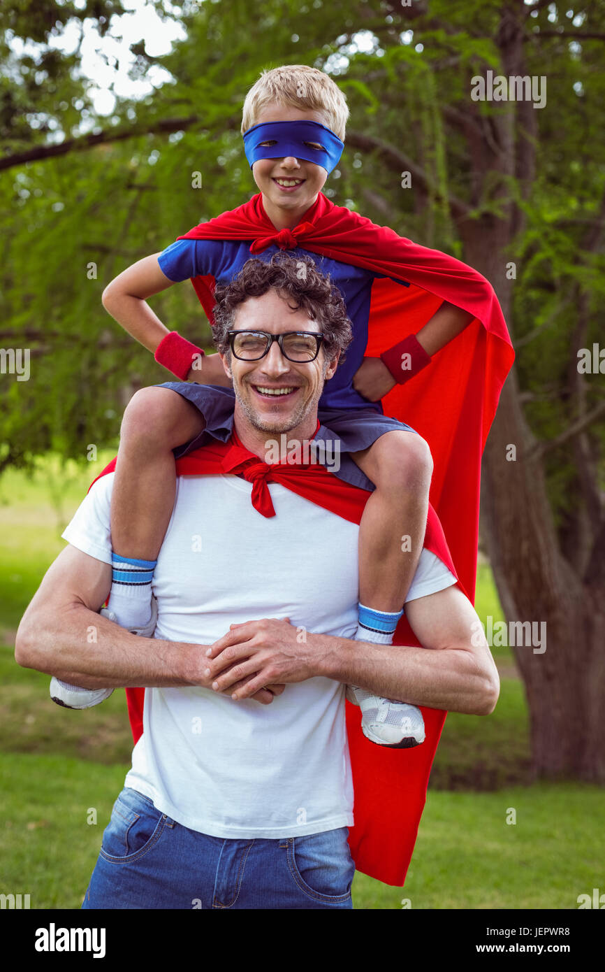 Father and son dressed as superman Stock Photo - Alamy