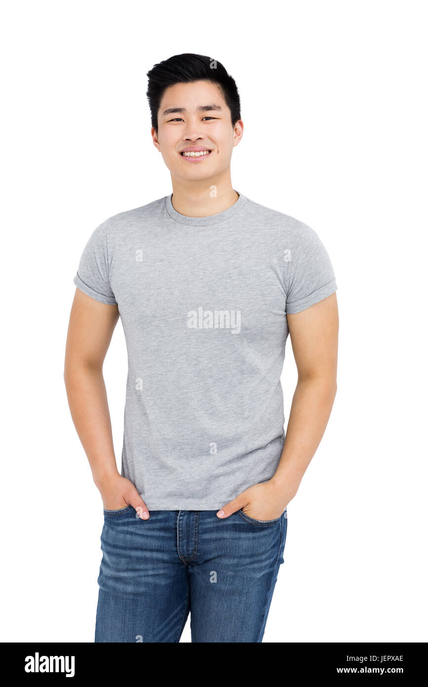 Happy man smiling at camera Stock Photo - Alamy