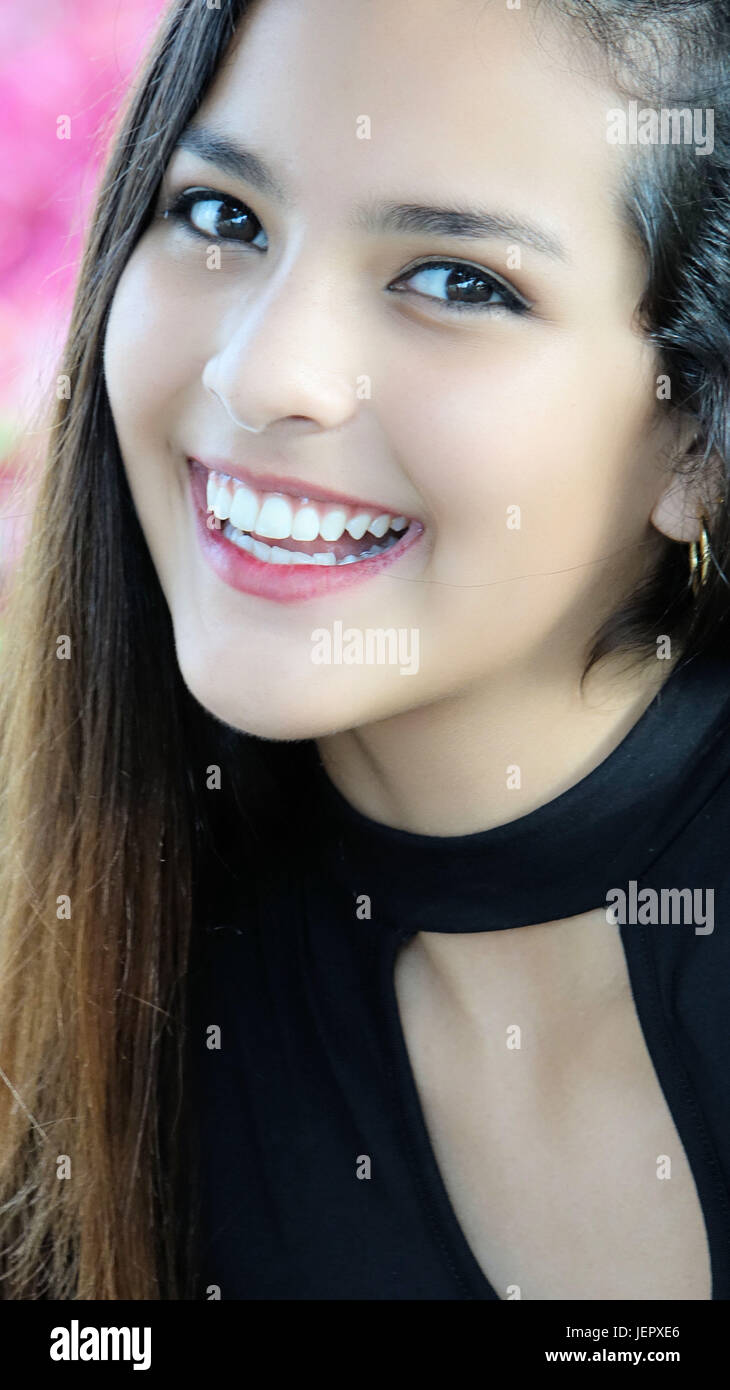 Smiling Hispanic Female Stock Photo - Alamy