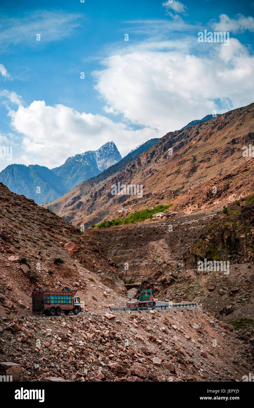 Karakorum Highway in the narrow Indus Gorge in Pakistan Stock Photo - Alamy