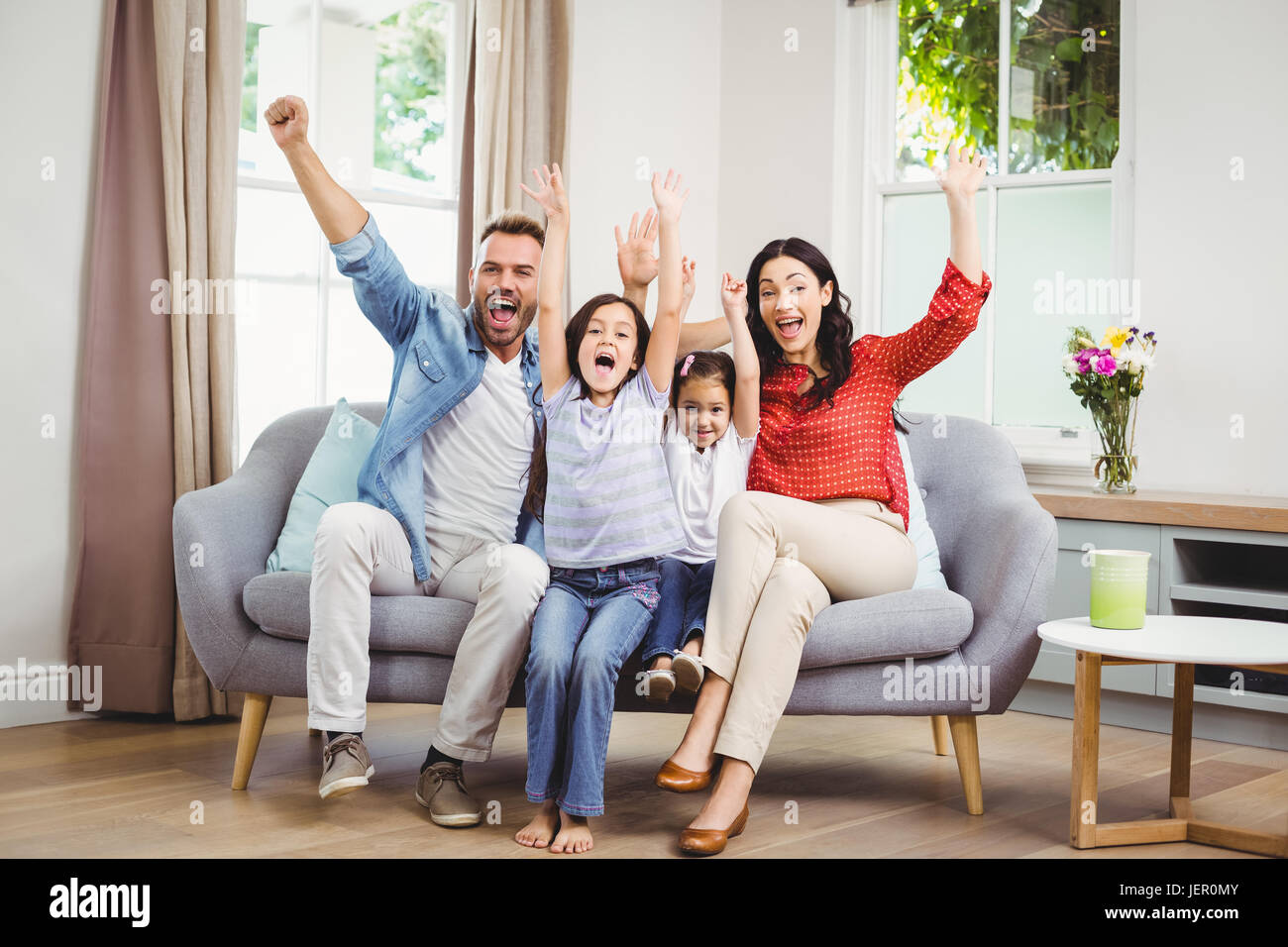 Children cheering on their father hi-res stock photography and images ...