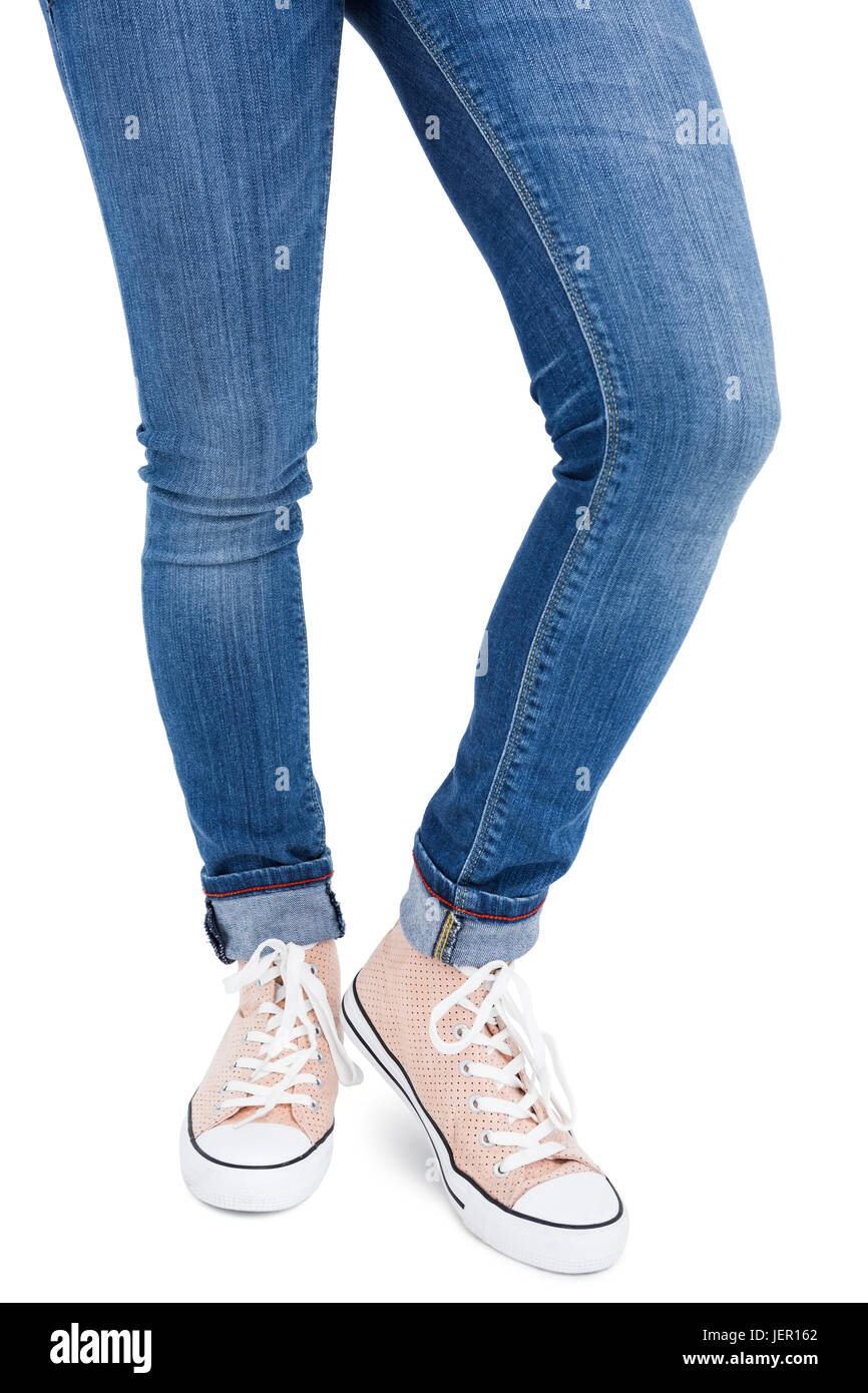 Woman wearing canvas shoes Stock Photo - Alamy
