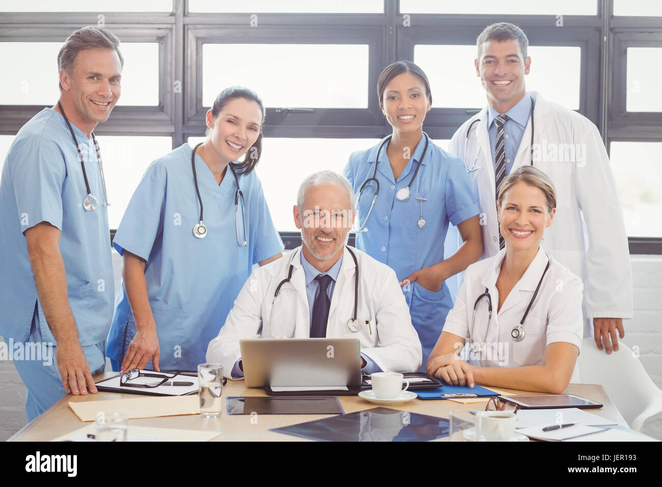 Portrait of medical team in conference room Stock Photo - Alamy