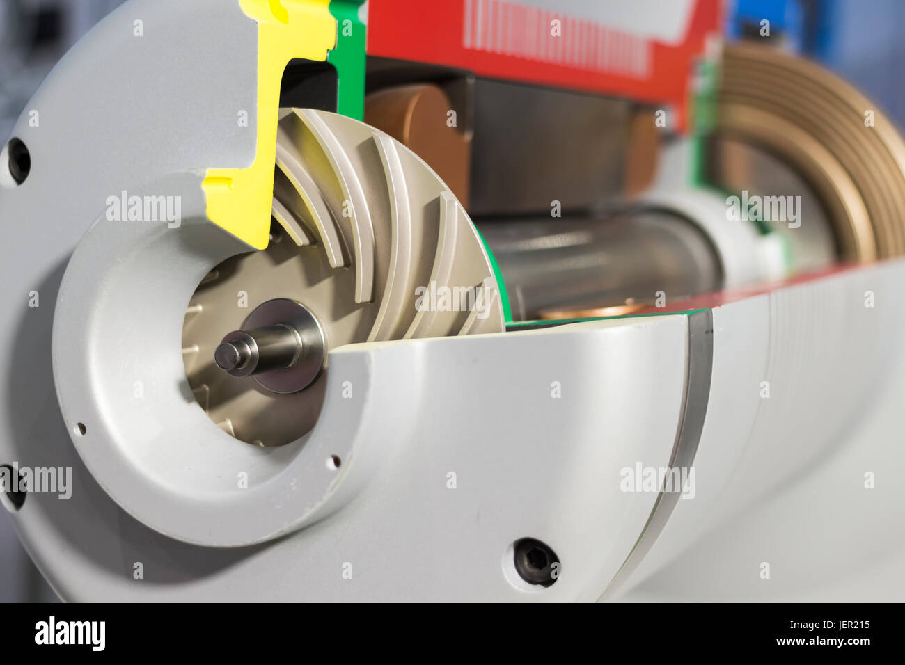 Close up impeller in side Indsustrial air blower, cross section view ...