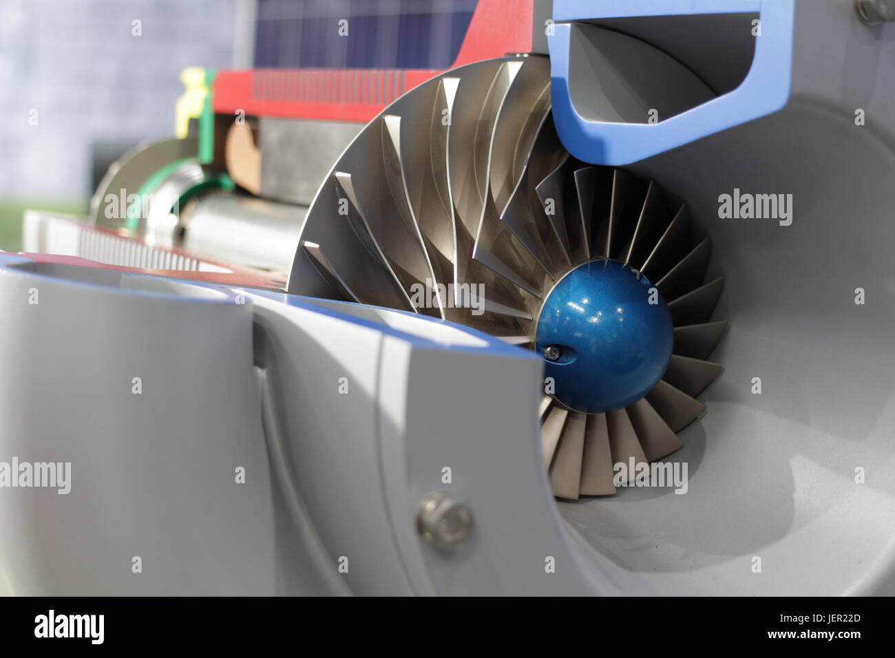 Close up impeller in side Indsustrial air blower, cross section view ...