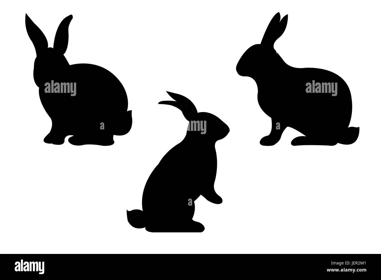 Set cute rabbits black Black and White Stock Photos & Images - Alamy
