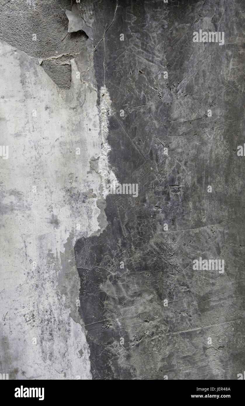 Old concrete wall damaged by time, detail of ruin and abandonment in ...